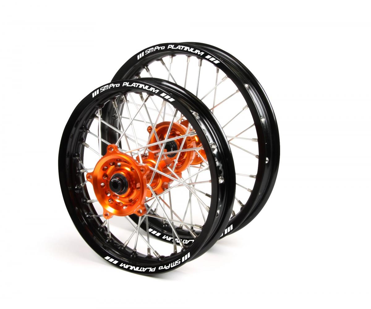 SM PRO KTM 85SX SMALL WHEEL BLACK/ORANGE WHEEL SET [SM PRO KTM 17/14 ...